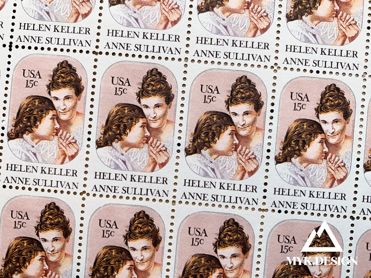 Helen Keller & Anne Sullivan U.S. Postage Stamps | Face Value 15 Cents ...