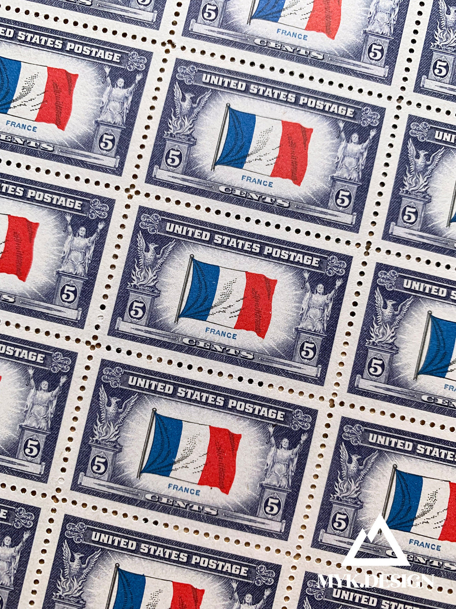 Overrun Countries: Flag of France Sheet of 50 U.S. Postage Stamps | Fa ...