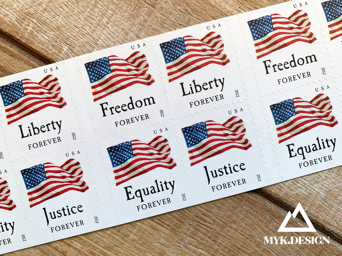 Flags Equality/Justice/Freedom/Liberty US Postage Stamps | Face Value ...