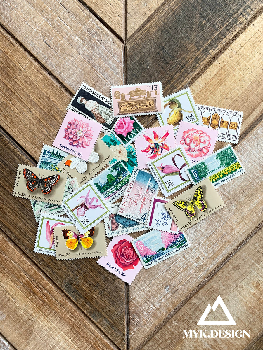 25 Vintage Pink and Neutral U.S. Postage Stamps As Pictured | Face Val ...